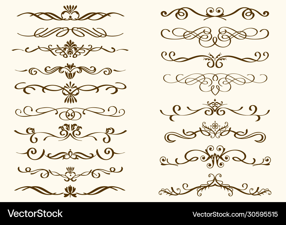 Set gold decorative borders Royalty Free Vector Image