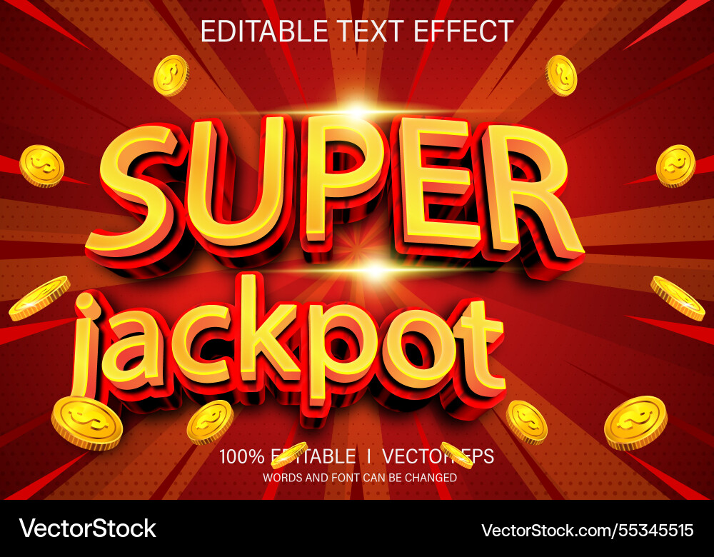 Super jackpot 3d Texteffekt mit modernem Stil Vektorbild