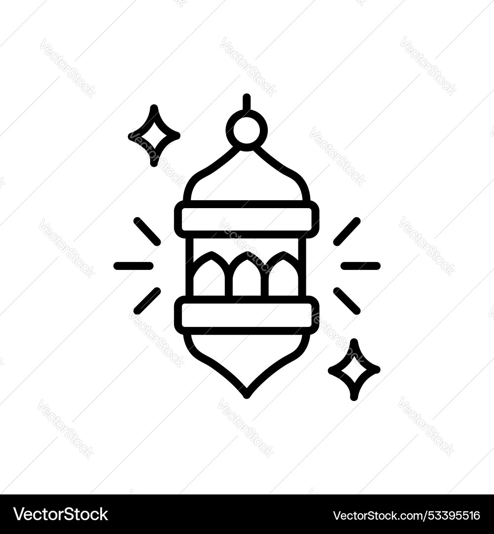 Arabic lamp line icon isolated on white background