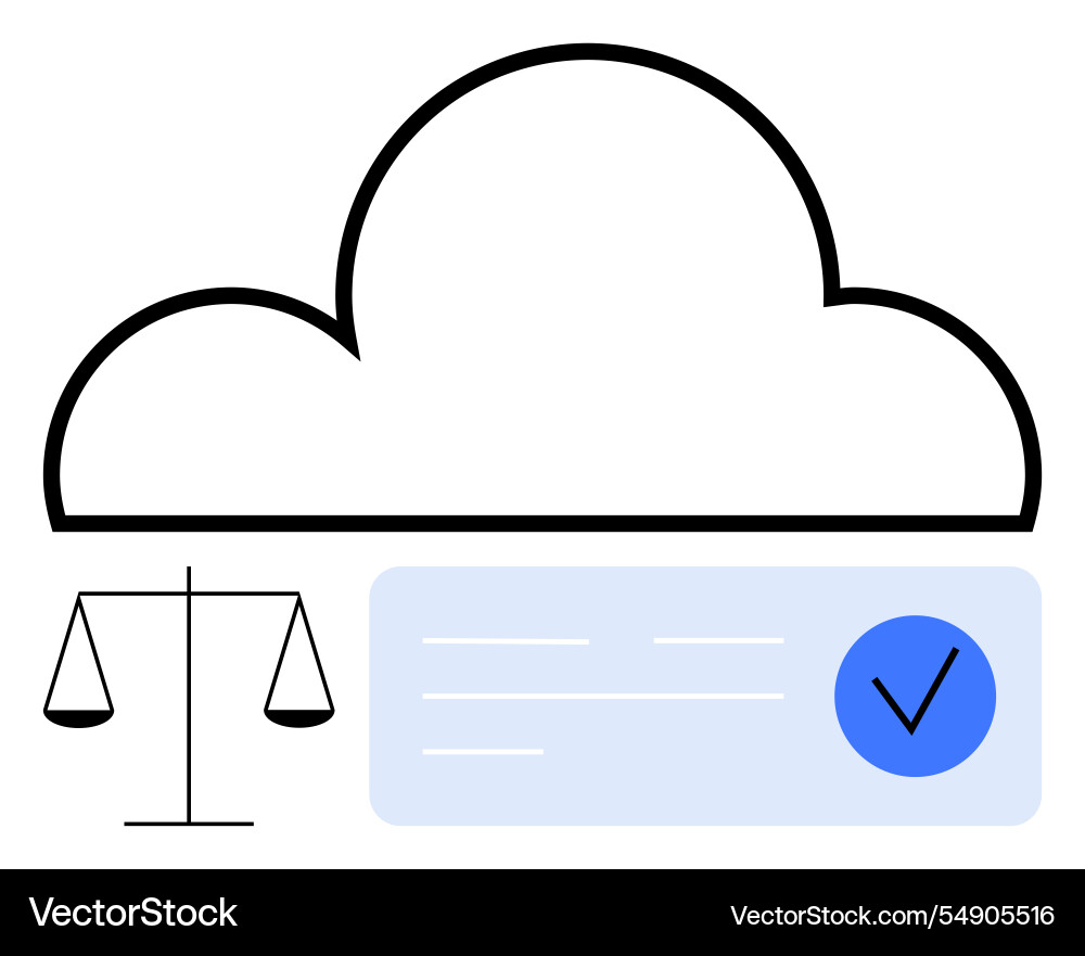 Cloud computing legal compliance with checkmark Vector Image