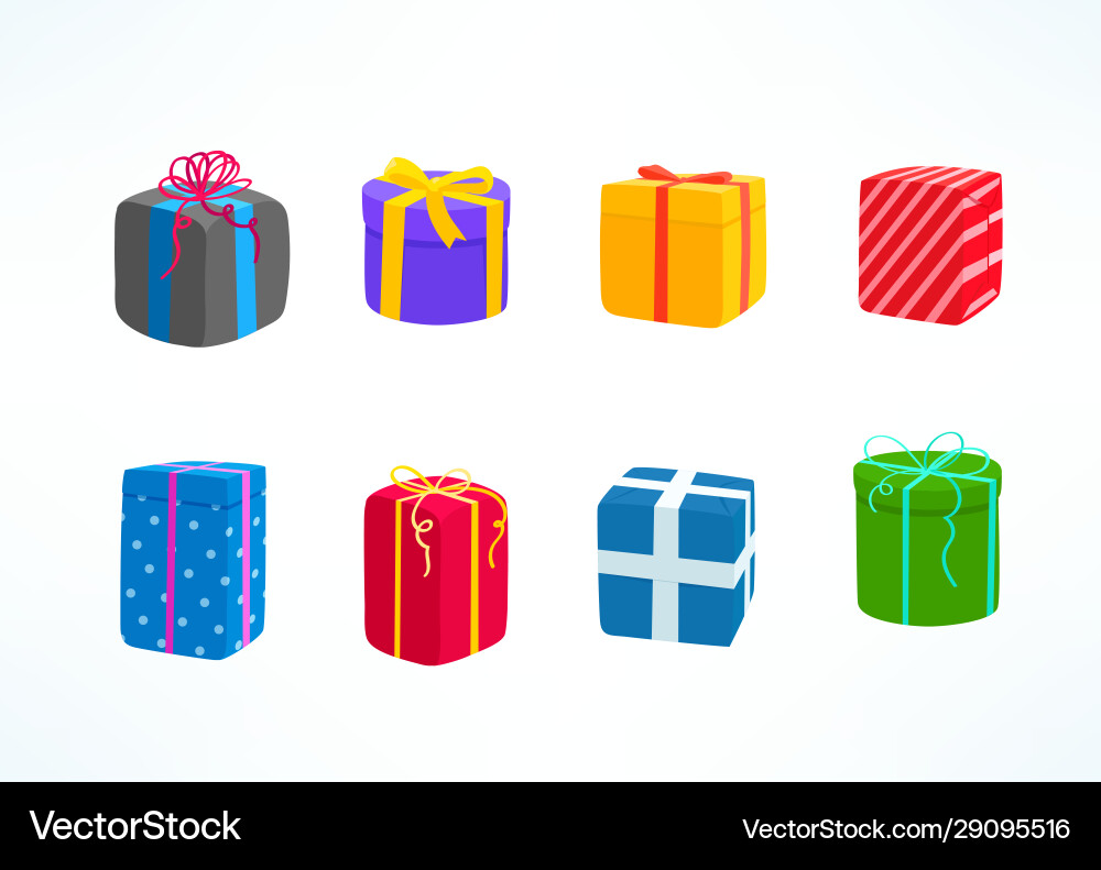Color gift boxes clipart isolated on white Vector Image