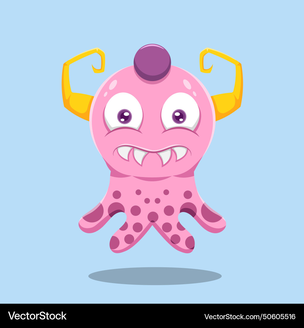 Cute octopus monster annoyed Royalty Free Vector Image