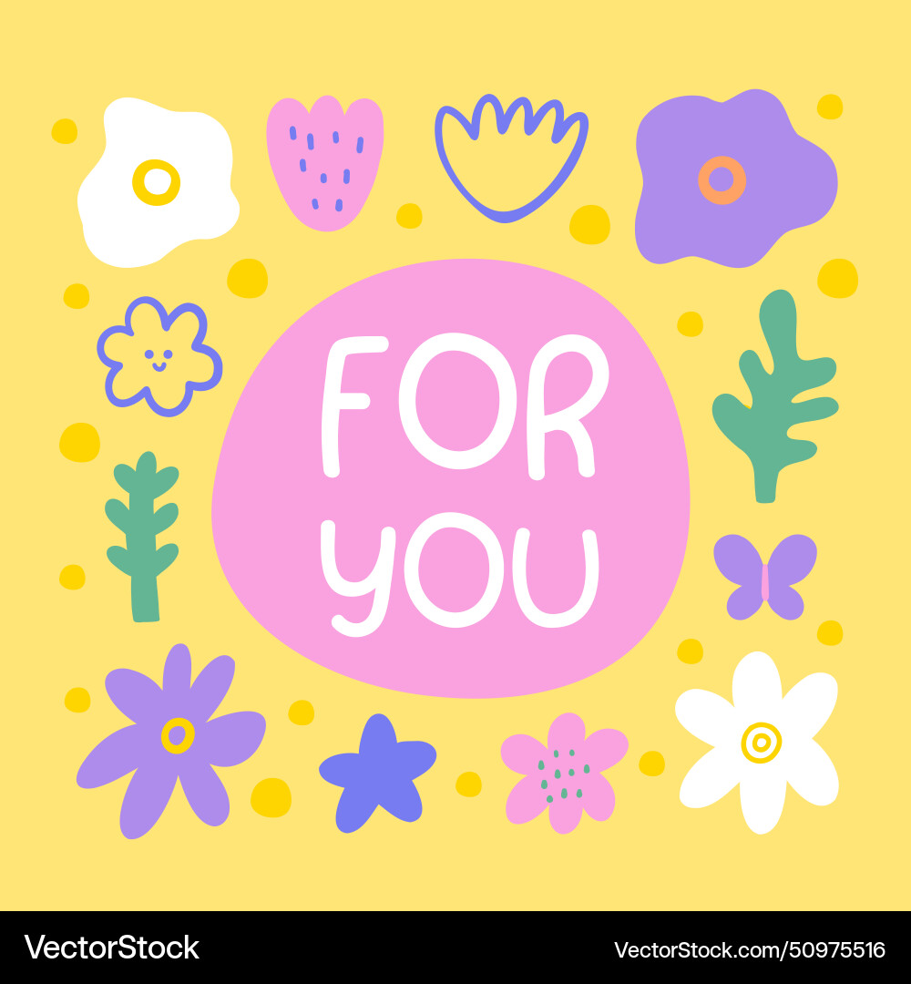 Cute spring card with flowers Royalty Free Vector Image
