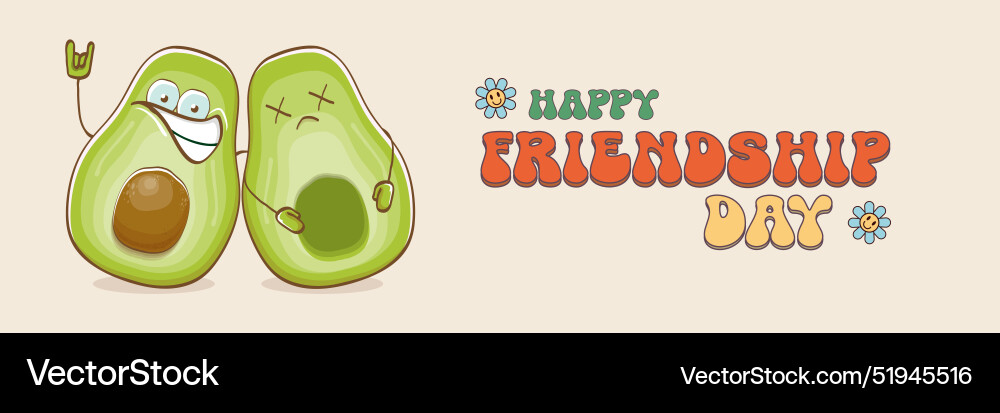 Happy friendship day cartoon comic horizontal Vector Image