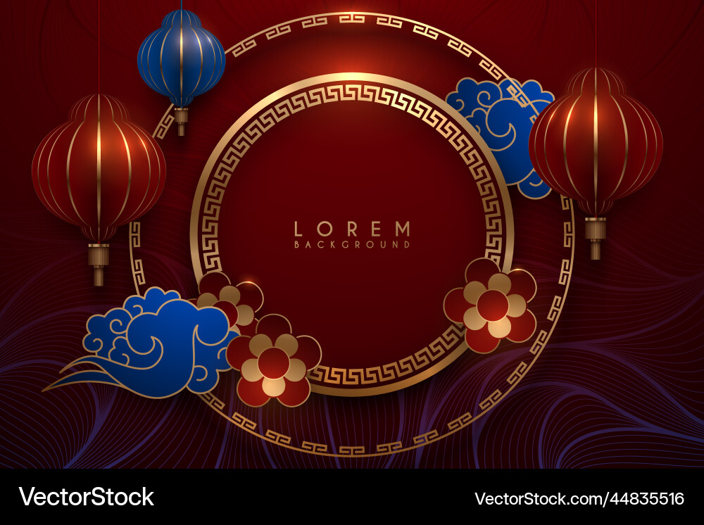Red and gold chinese circle template background Vector Image