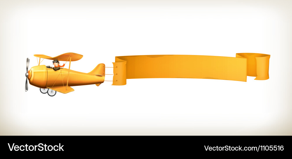 Retro Biplane Aircraft Banner Royalty Free Vector Image