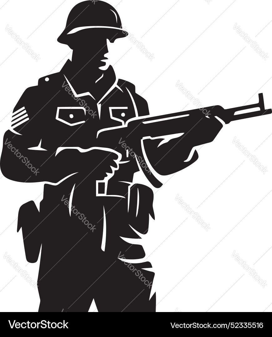 Troop armament icon design gun wielding warrior Vector Image