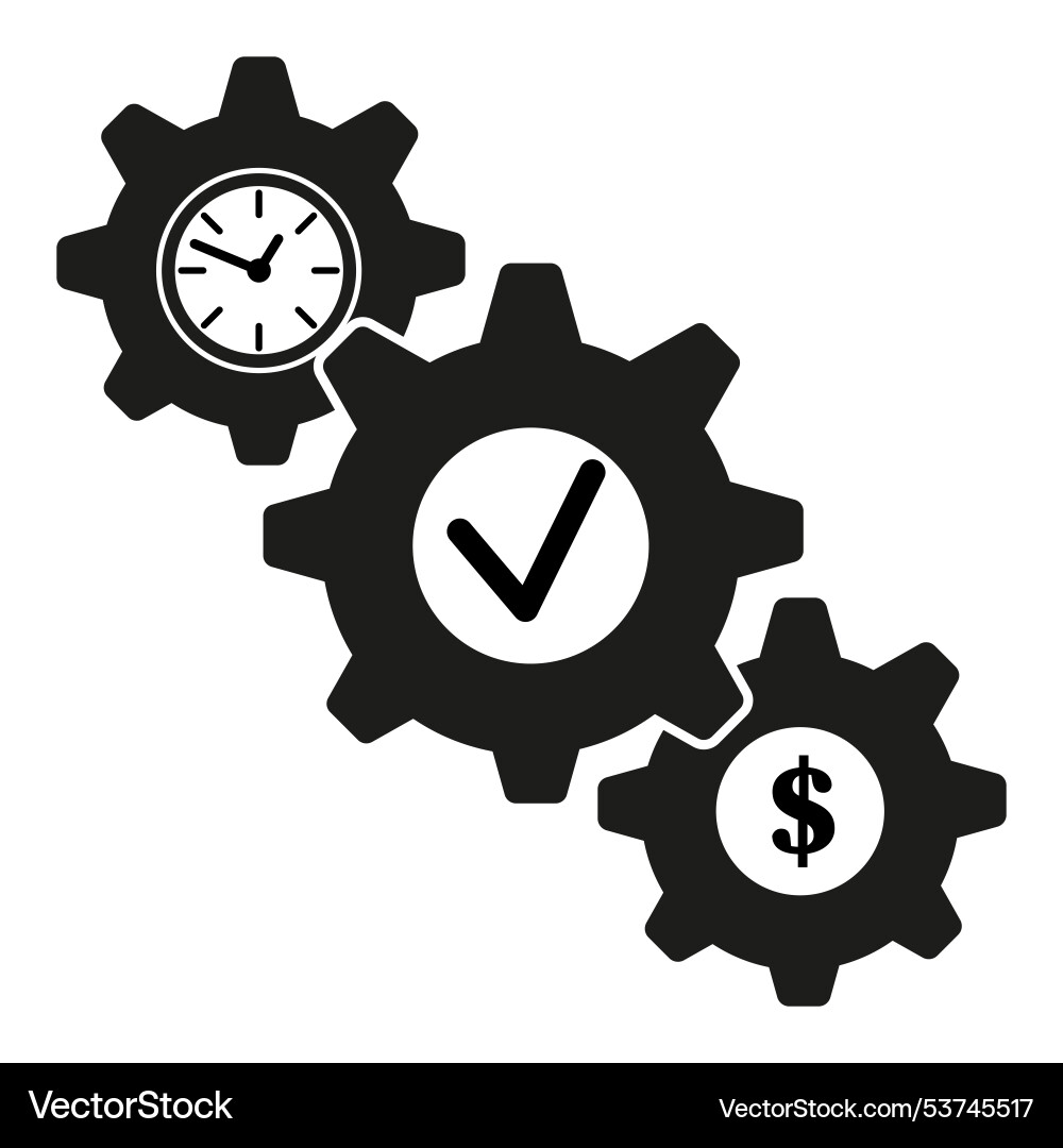 Gear checkmark icon time management cogwheel Vector Image