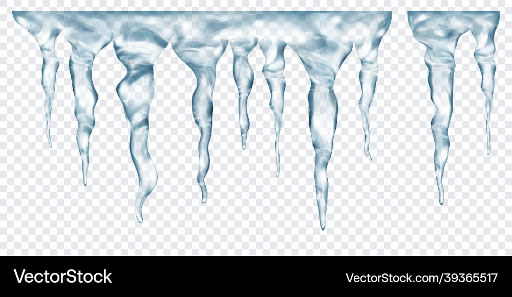 Group of translucent icicles Royalty Free Vector Image