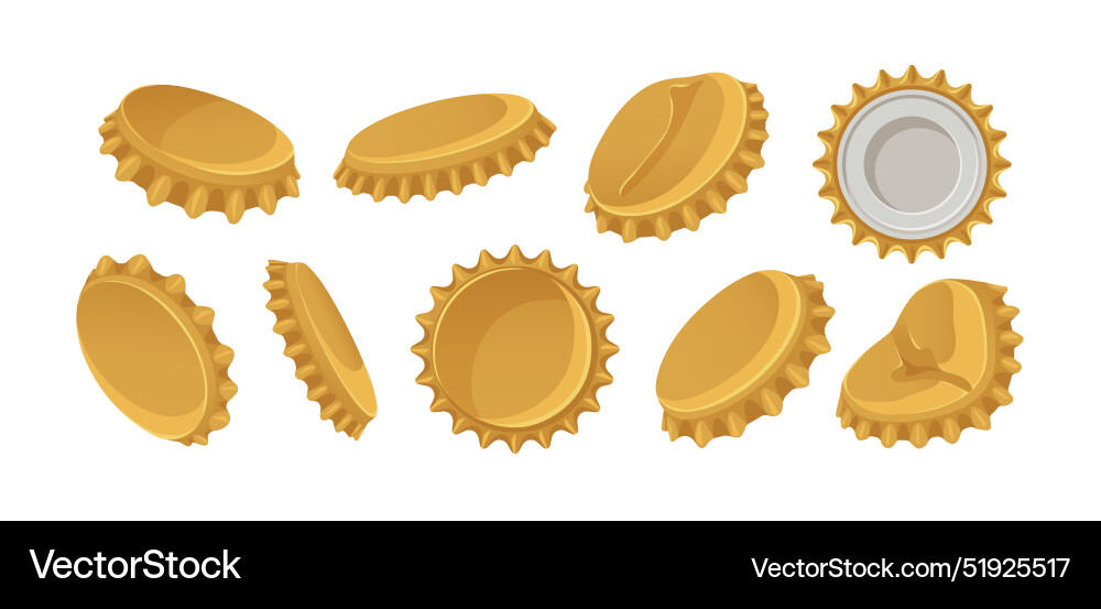Metal bottle caps set beer bottlecaps crowned Vector Image