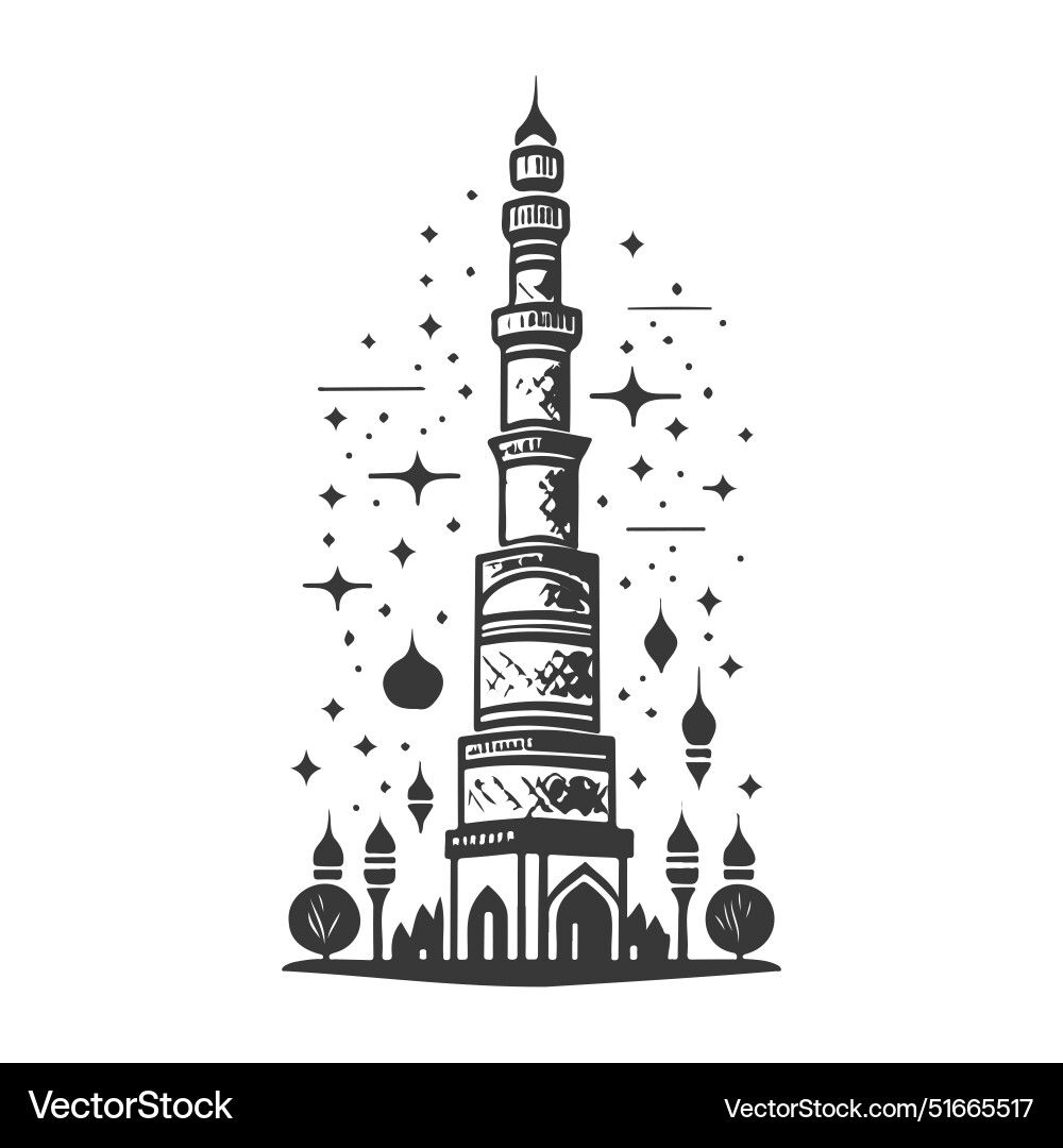 Minaret ramadan grey Royalty Free Vector Image