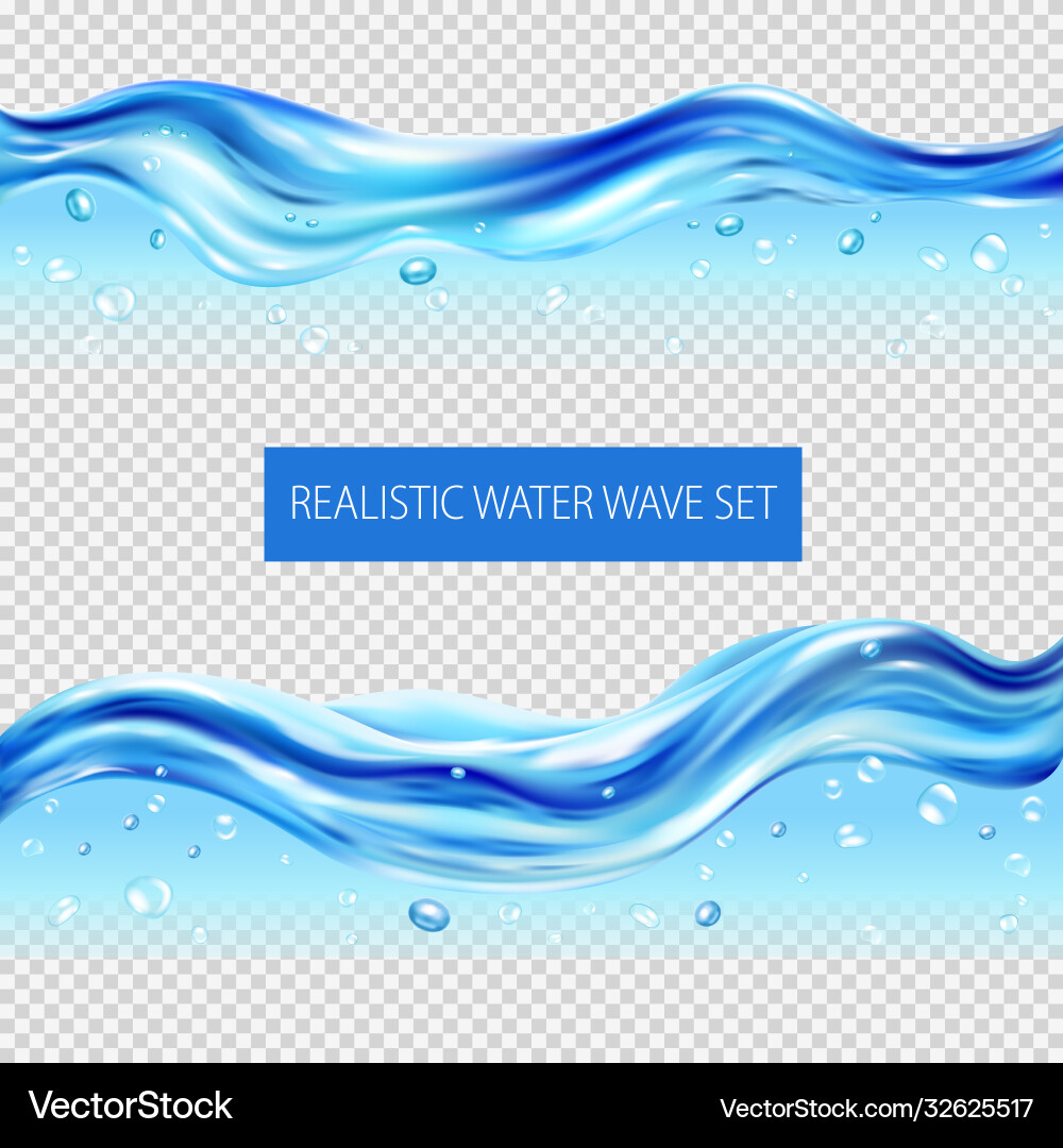 Realistic water wave set Royalty Free Vector Image