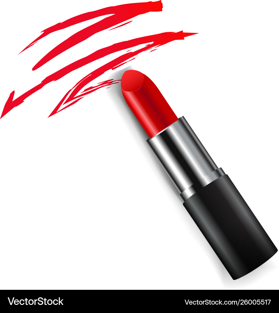 Red female lipstick white background Royalty Free Vector