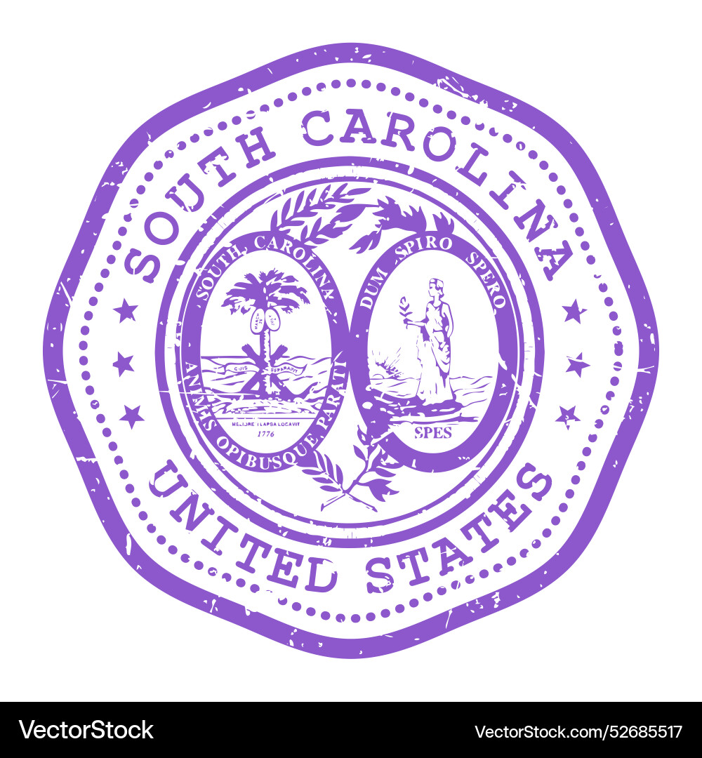 South carolina state stamp with seal usa travel Vector Image