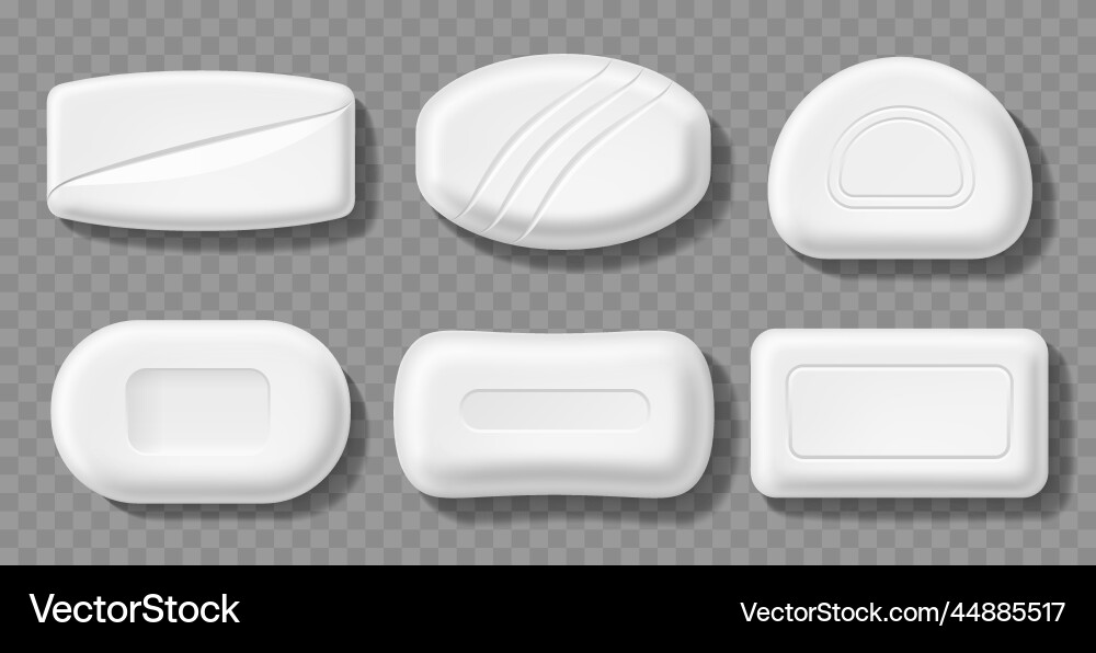 White soap bars realistic hygienic products Vector Image