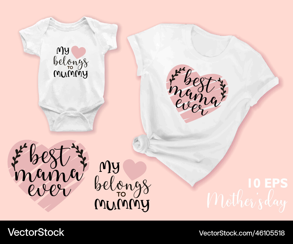Best mama ever - hand drawn lettering phrase Vector Image
