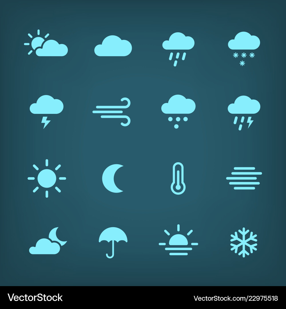 Blue weather icon set Royalty Free Vector Image