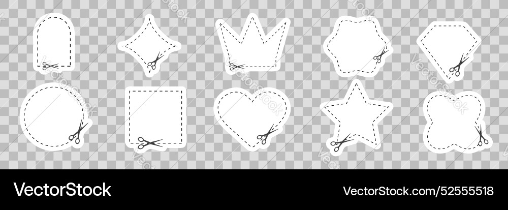 Cut here black scissors cutting set of dash Vector Image