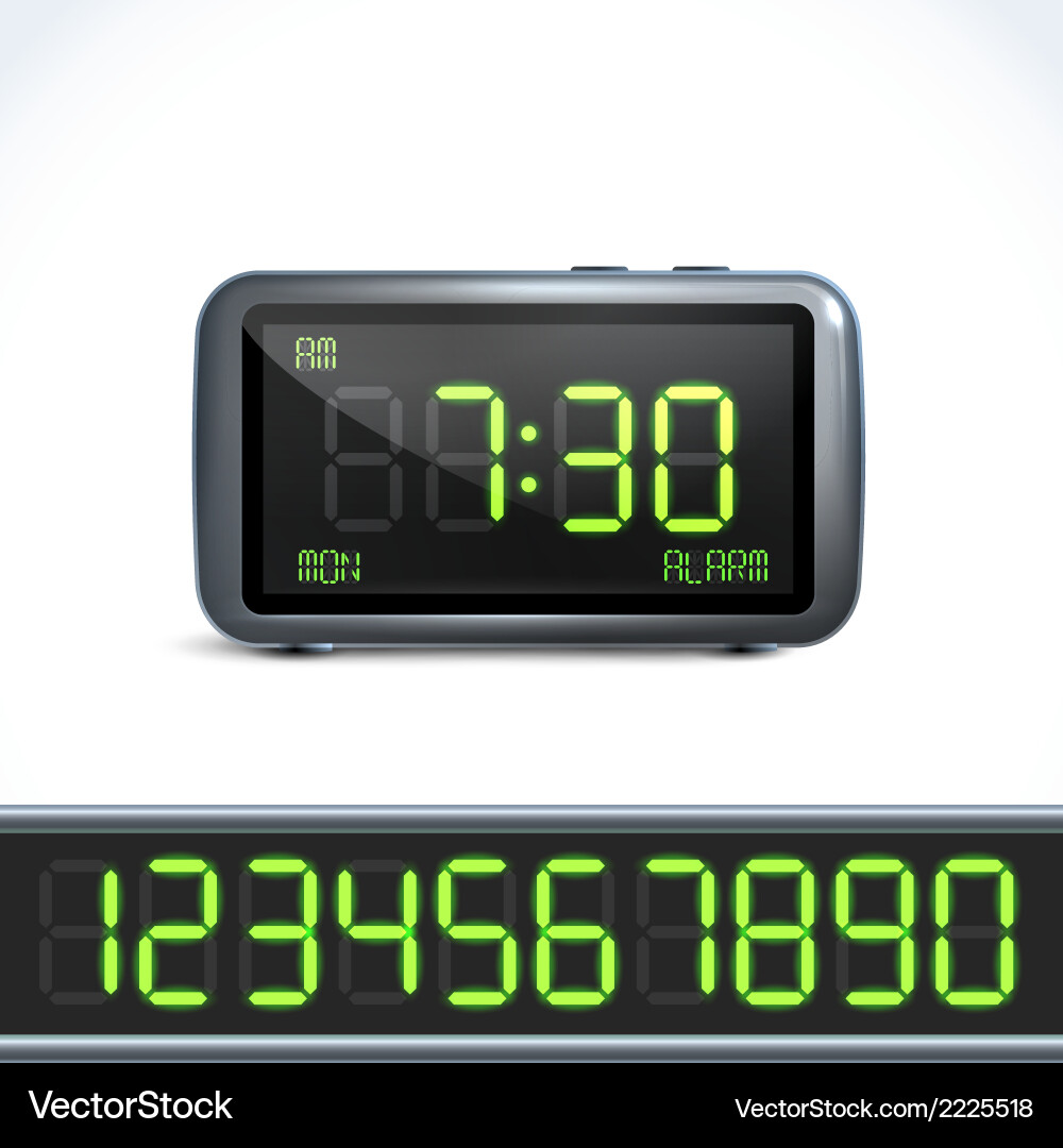 Digital alarm clock numbers Royalty Free Vector Image