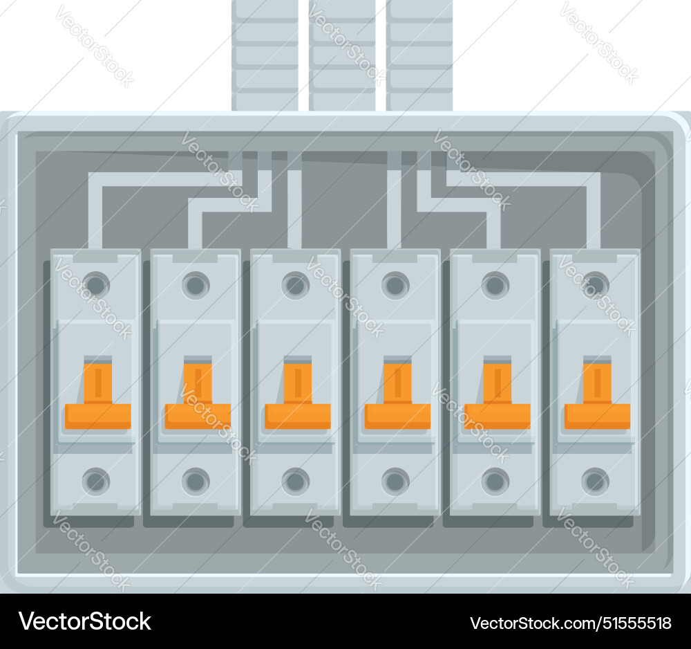 Electrical panel with six circuit breakers Vector Image