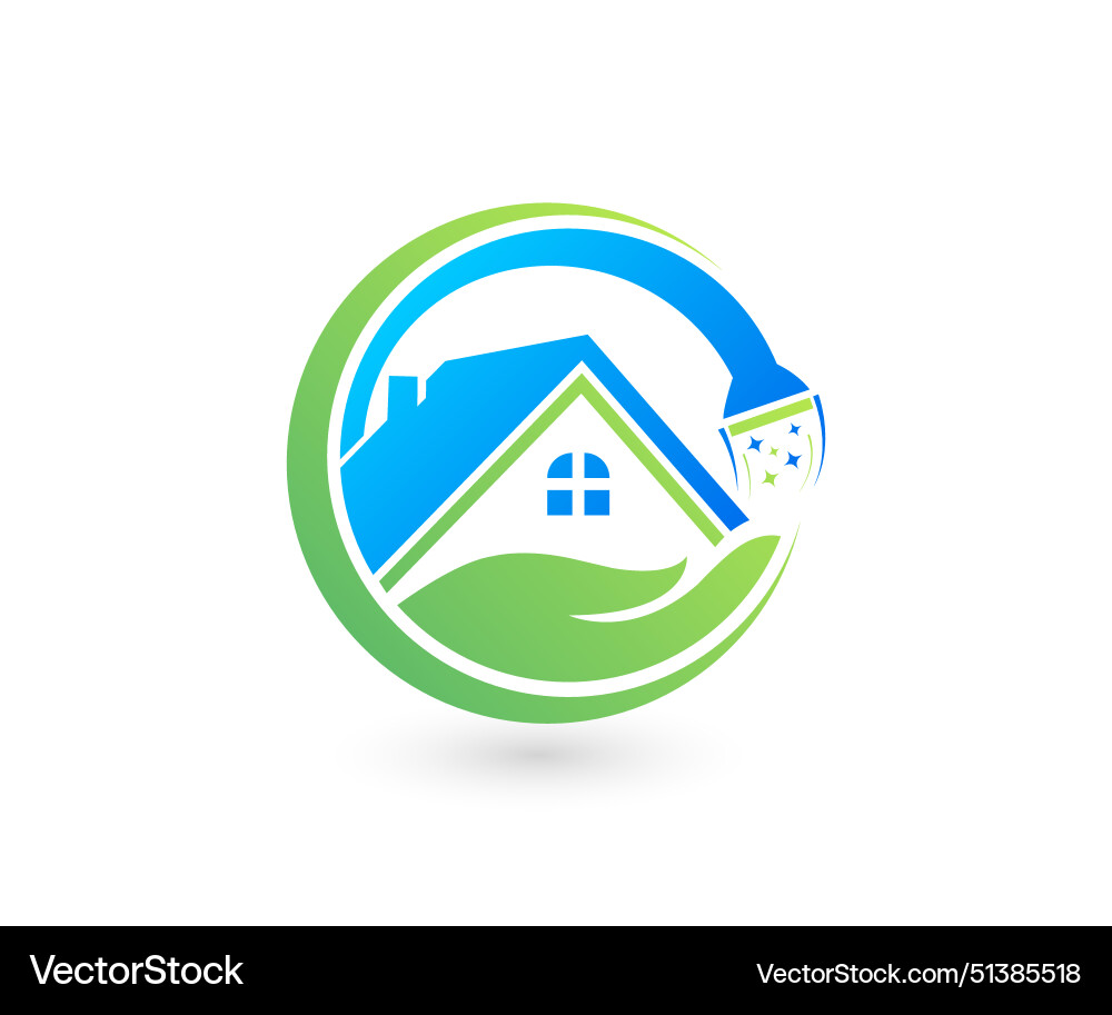 Home cleaning logo design Royalty Free Vector Image