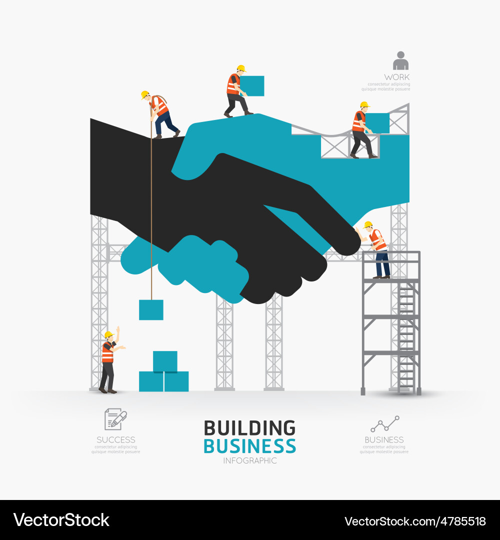 Infographic business handshake shape template Vector Image
