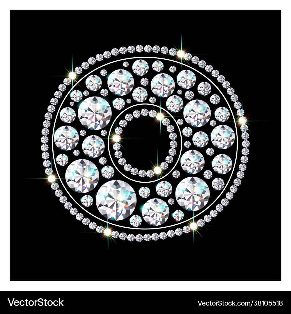 Letter o made from sparkling diamonds eps Vector Image