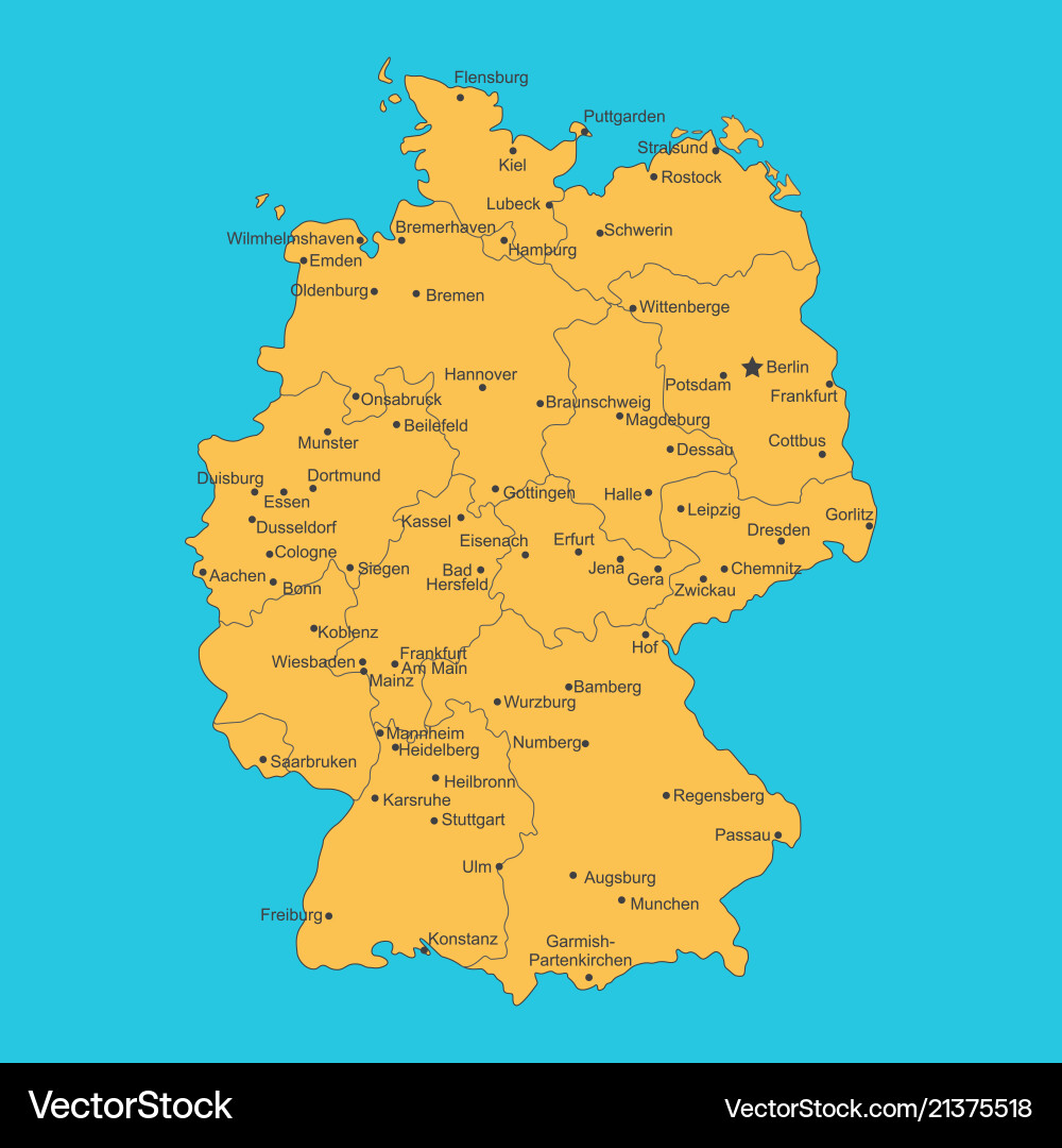 Map of germany on blue background Royalty Free Vector Image