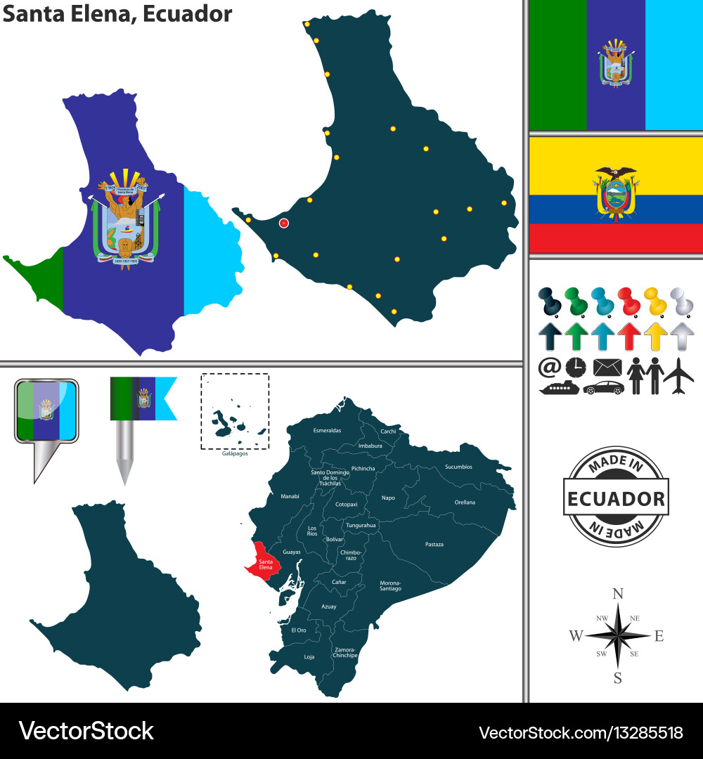 Map of santa elena ecuador Royalty Free Vector Image