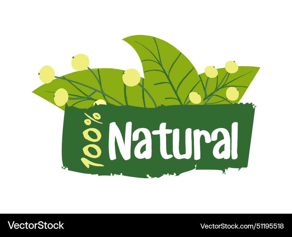 Natural 100 sticker Royalty Free Vector Image - VectorStock