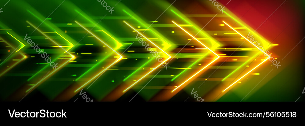 Neon glowing arrow shapes background Royalty Free Vector