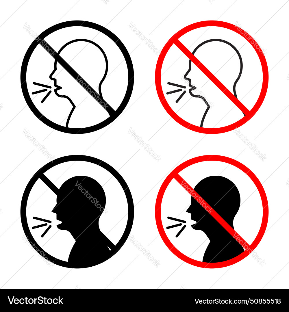 No talking sign icon set silence and quiet symbol Vector Image