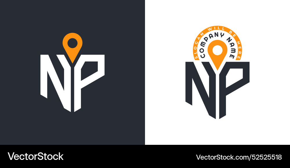 Np location logo bundle letter dual icons Vector Image