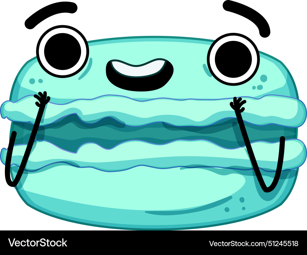 Strawberry macaron character cartoon Royalty Free Vector