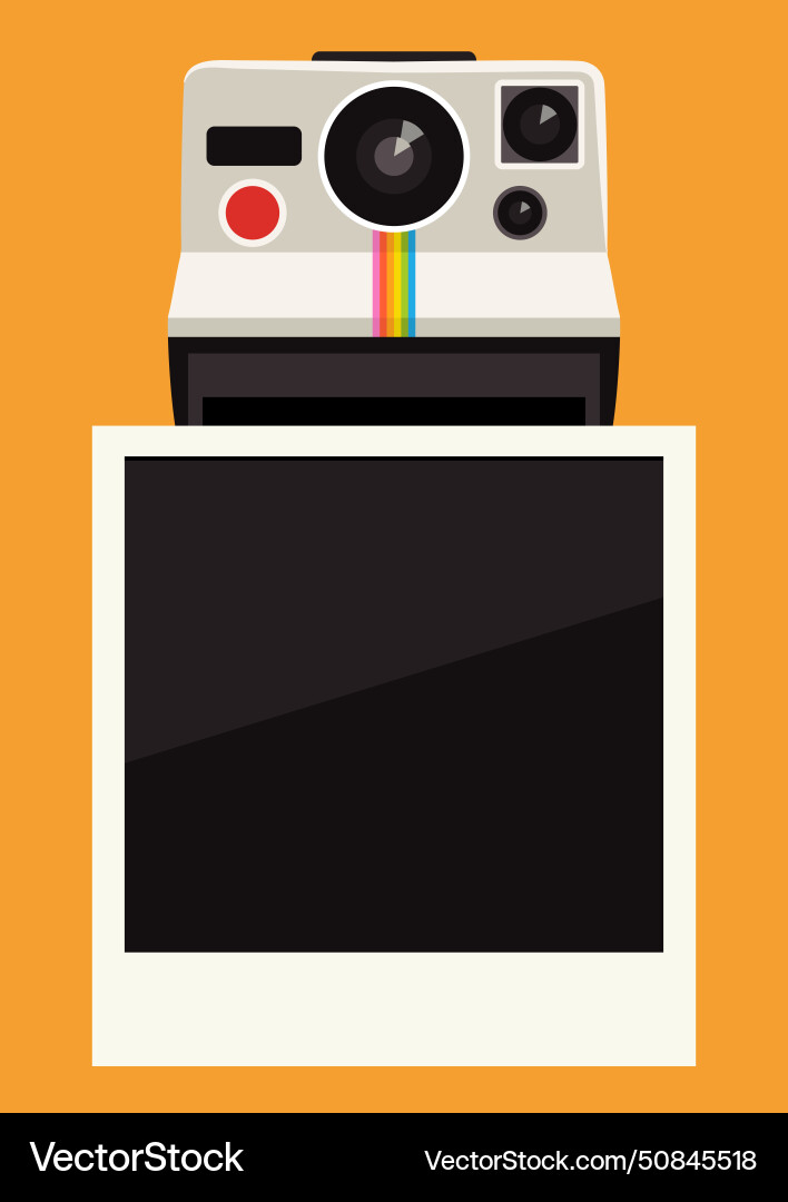 Vintage instant camera with blank photo Royalty Free Vector