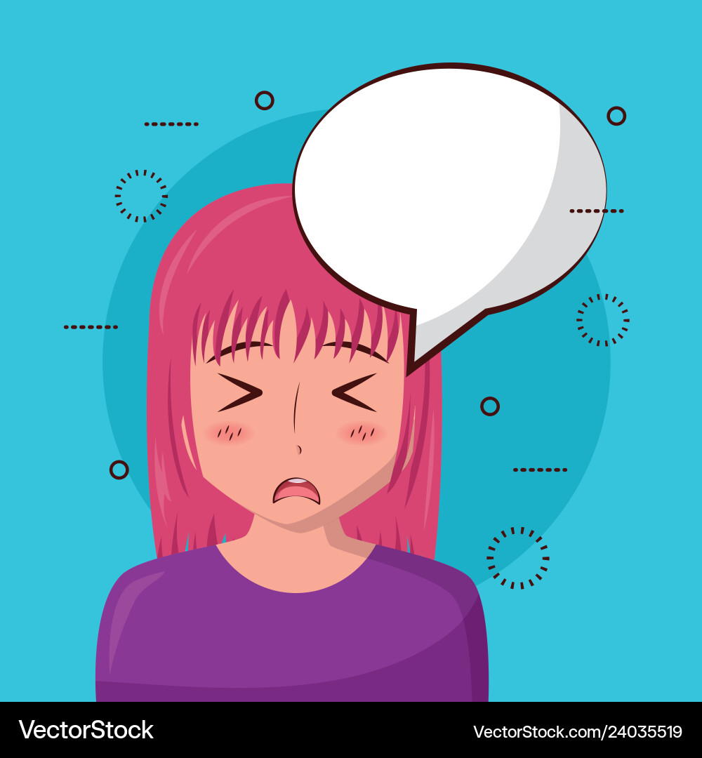 Anime girl talk speech bubble Royalty Free Vector Image