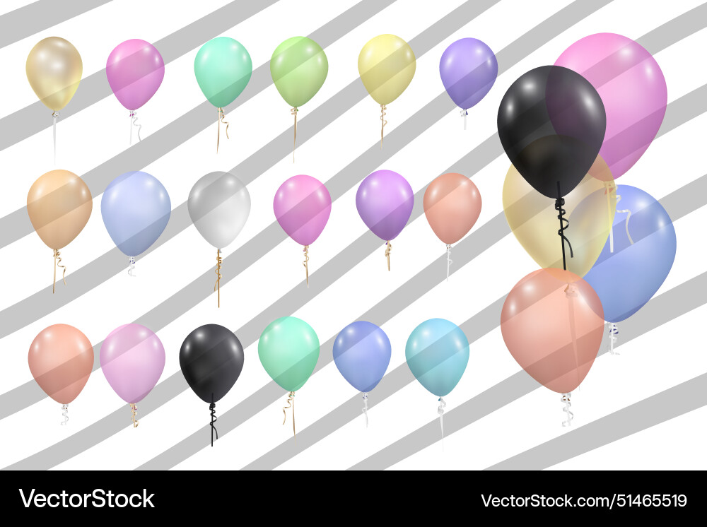Balloon set isolated on transparent background Vector Image