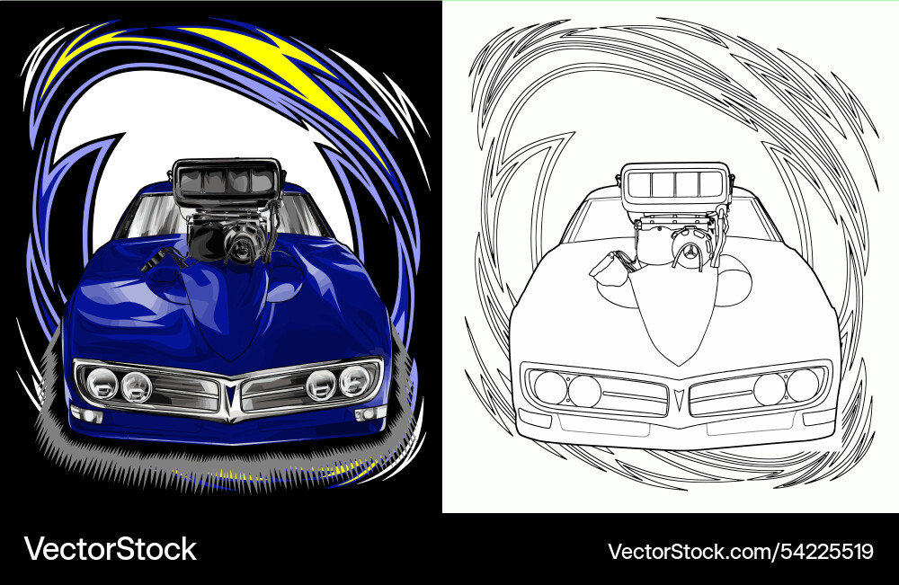 Blue drag racing car with black strip Royalty Free Vector