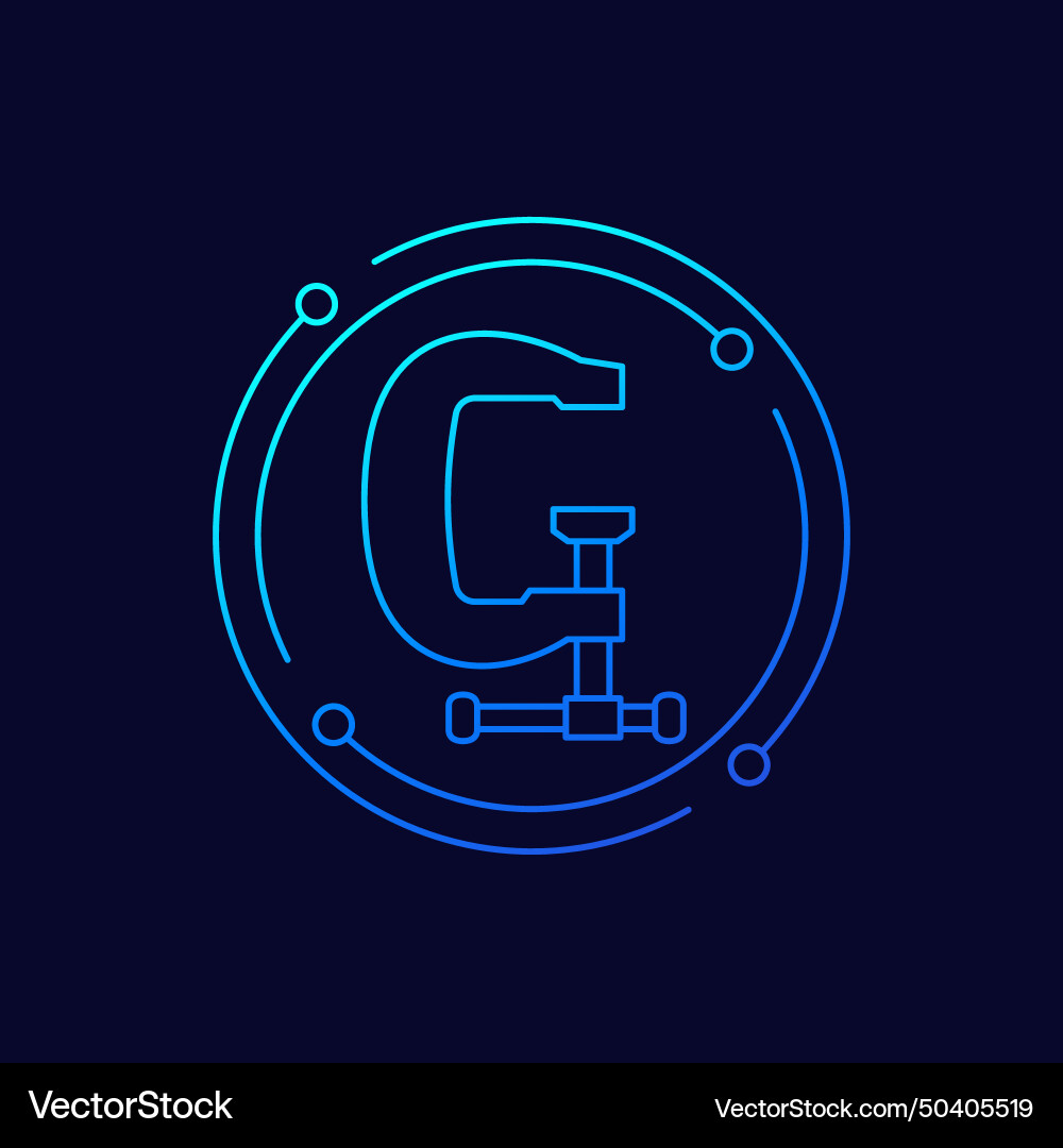 Clamp or g-cramp icon linear design Royalty Free Vector