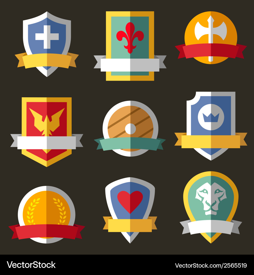 Coats of arms shields ribbons Royalty Free Vector Image