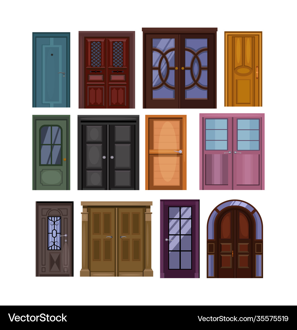 Door set Royalty Free Vector Image - VectorStock
