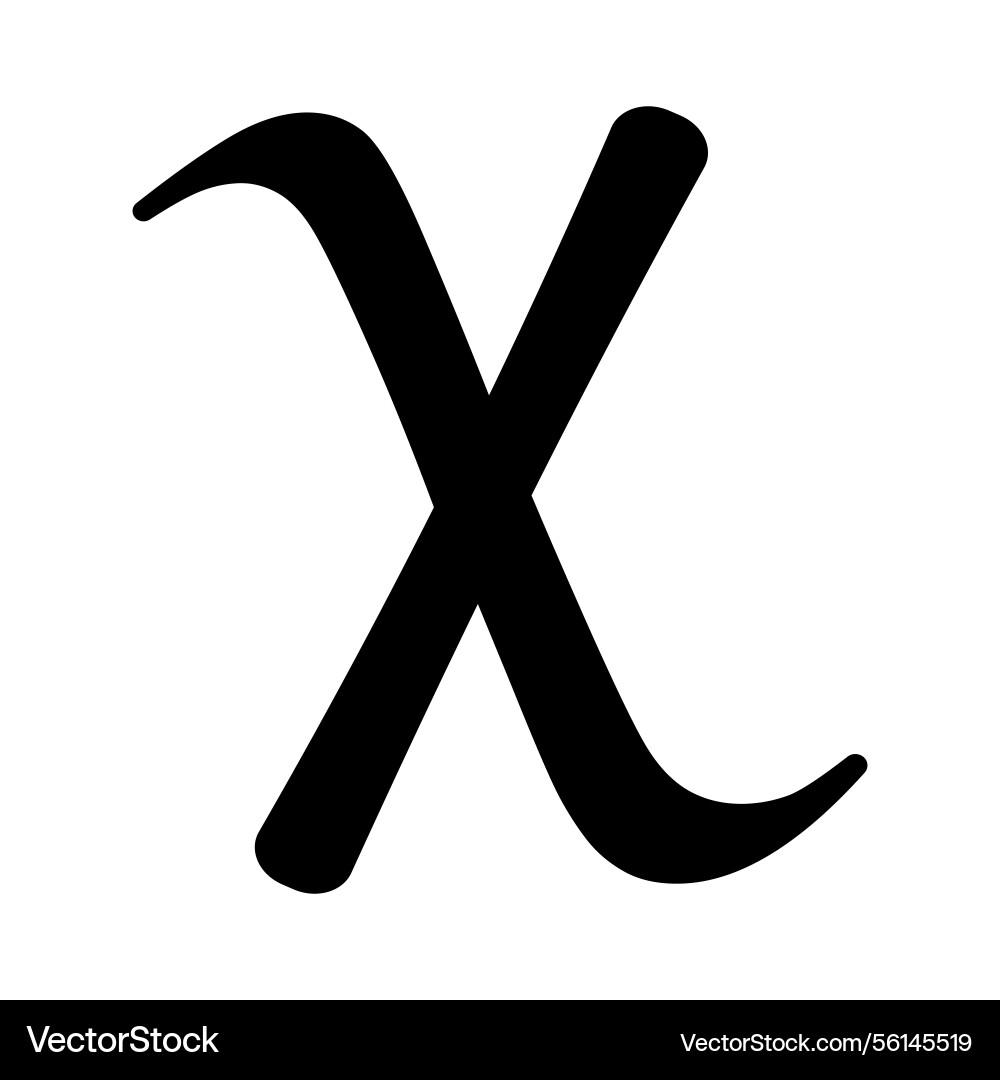 Greek letter chi expressive bold x black Vector Image