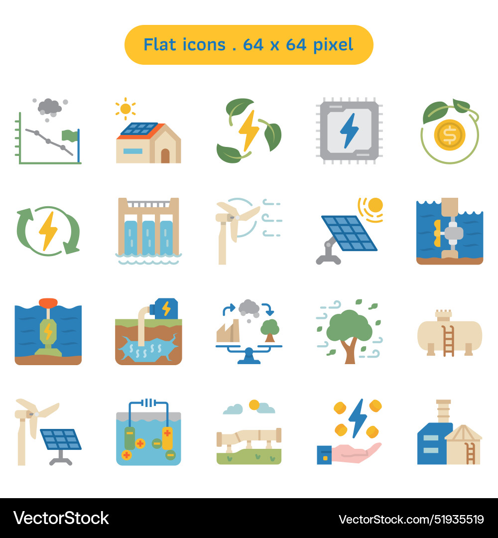 Green technology icon set in a flat style Vector Image