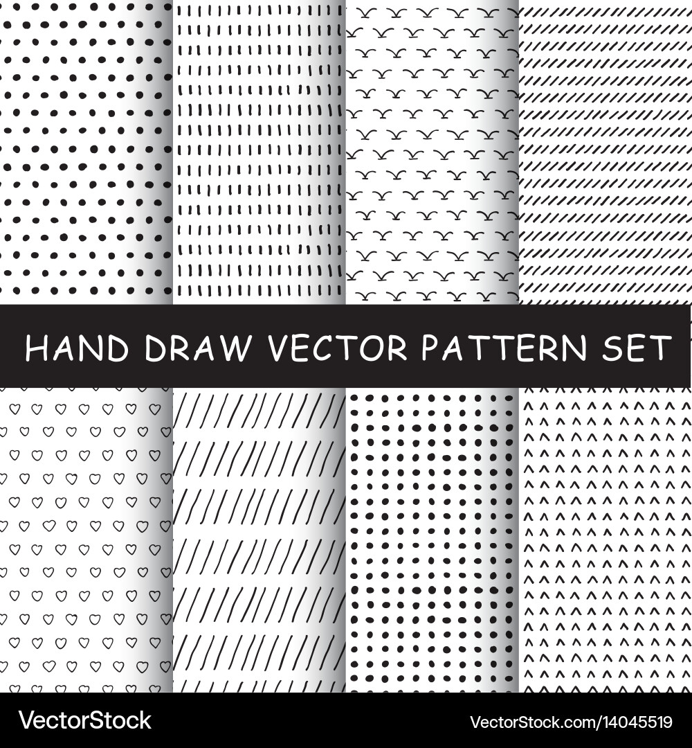 Hand drawing pattern set Royalty Free Vector Image