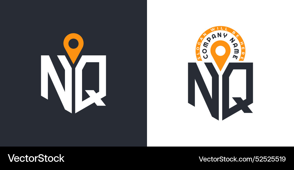Nq location logo bundle letter dual icons Vector Image