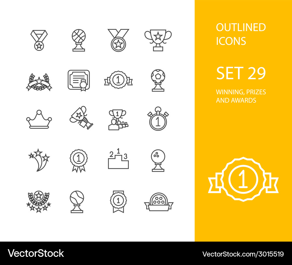 Outline icons thin flat design modern line stroke Vector Image