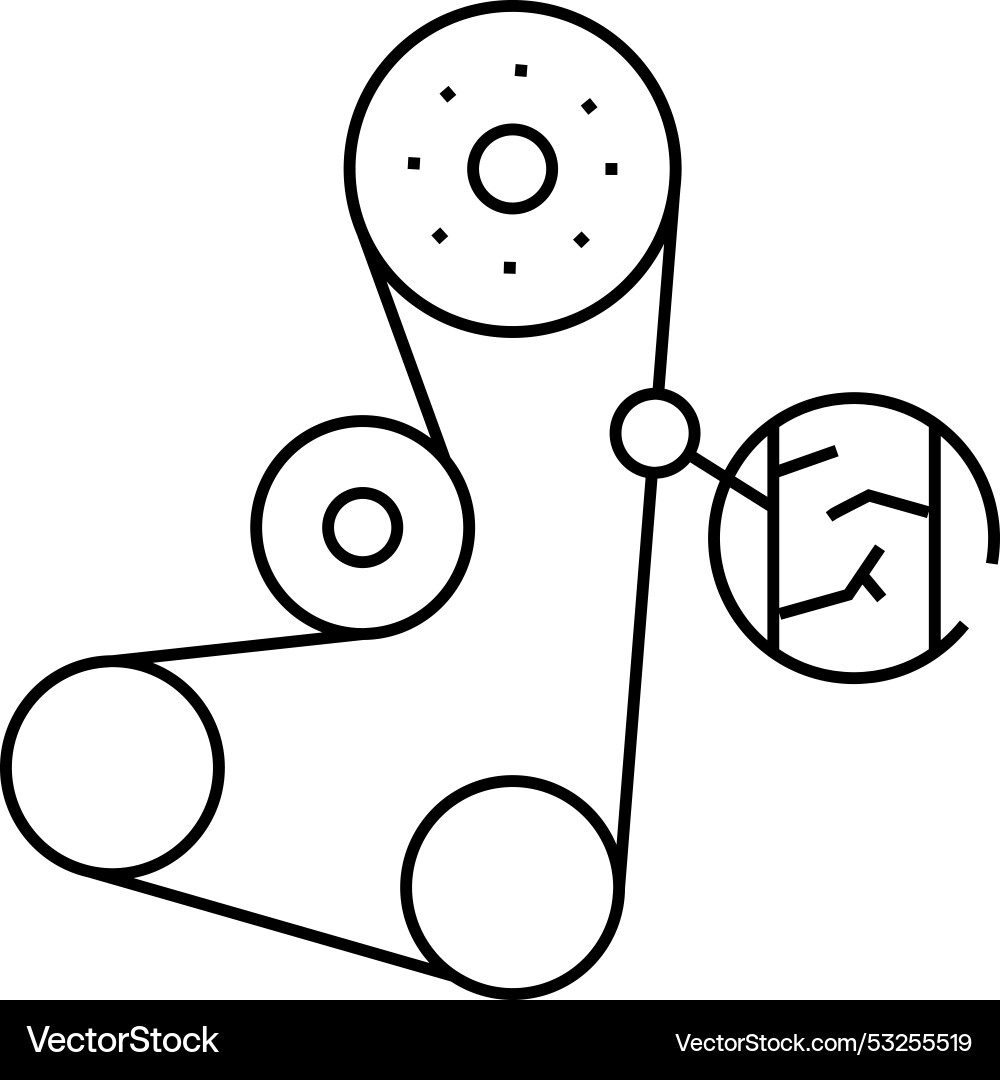 Timing belt replacement line icon Royalty Free Vector Image