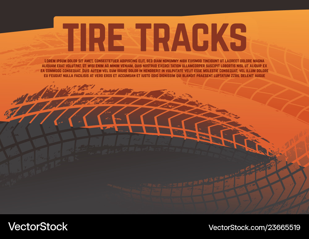 Tire tread tracks background grunge racing Vector Image