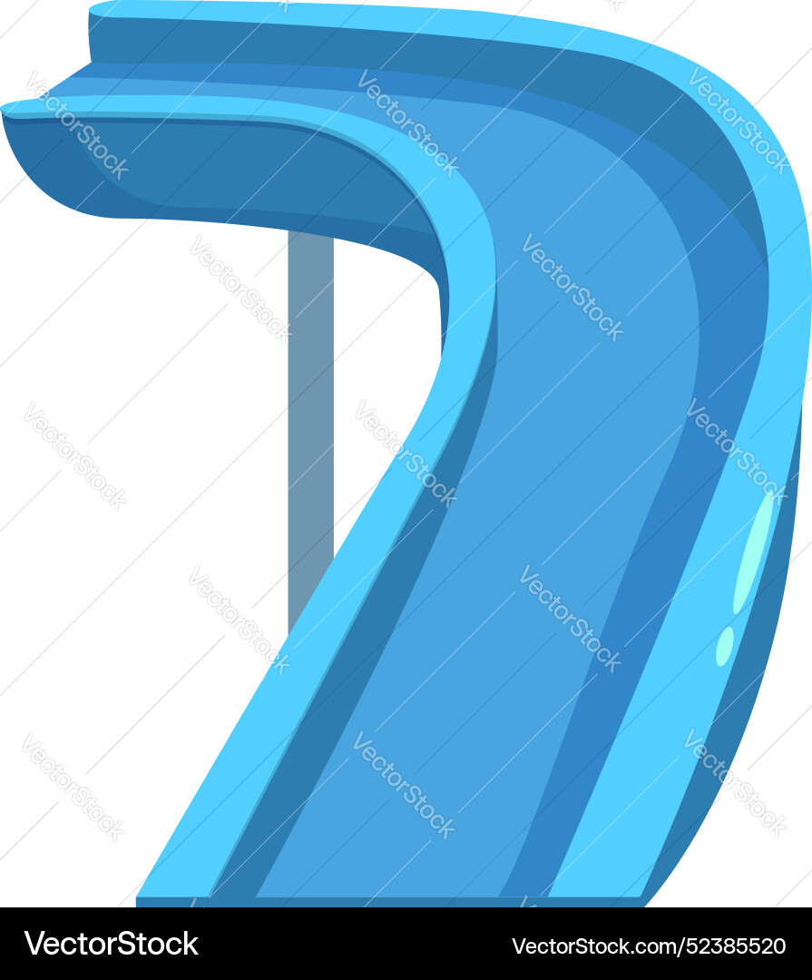 Blue curved plastic water slide standing on white Vector Image