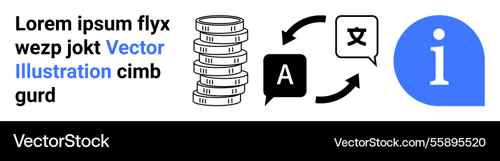 Currency exchange process with translation Vector Image